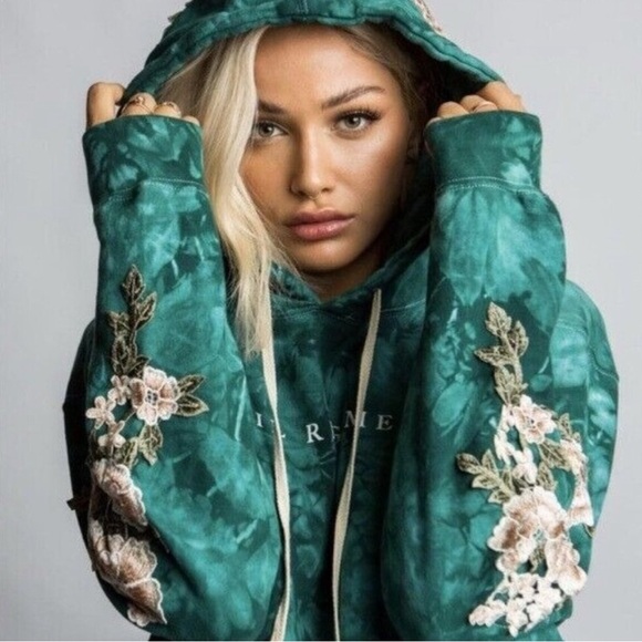 Civil Regime | Sweaters | Civil Regime Roses Hoodie In Aquawash | Poshmark